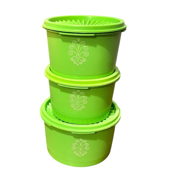 Tupperware | Kitchen | Vintage Tupperware Lime Green 97s 3 Bowls With ...